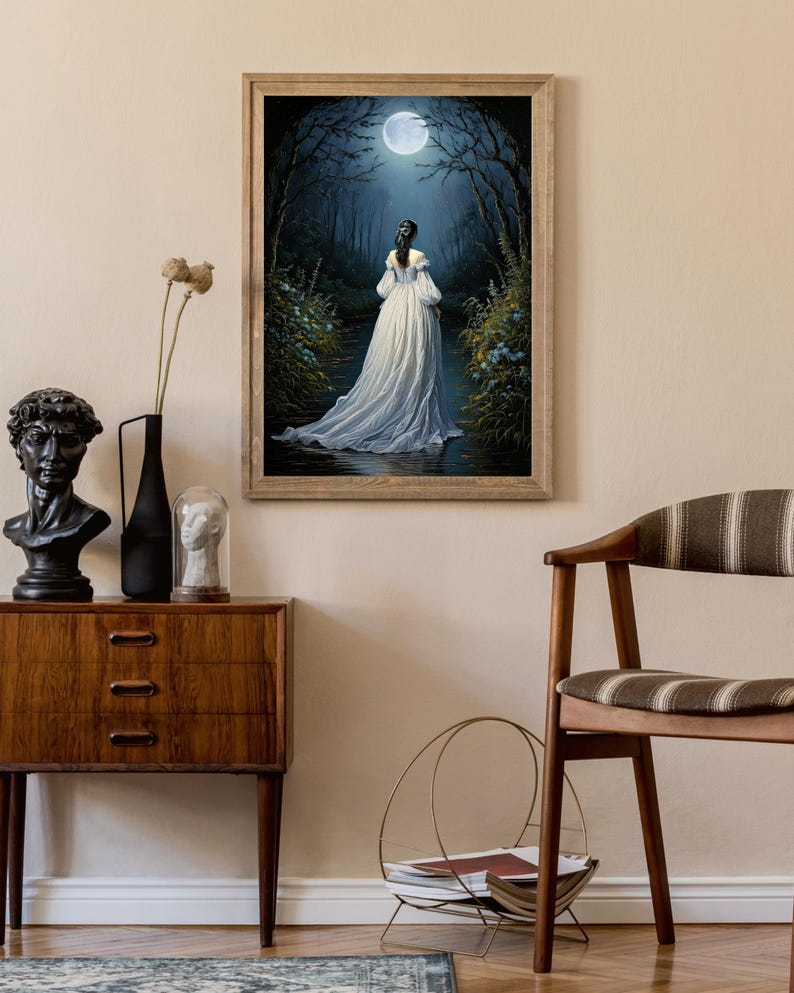 Gothic Romance Art Print, Moonlit Bride, Enchanted Forest Wedding Decor ...
