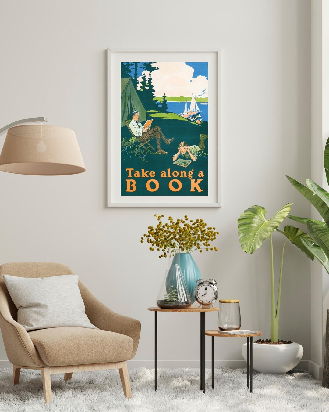 Vintage Library Print: Retro Reading Poster, Literary Wall Art for Book ...