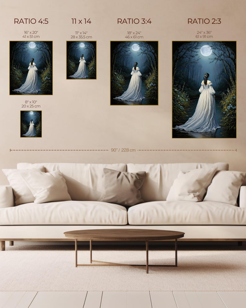 Gothic Romance Art Print, Moonlit Bride, Enchanted Forest Wedding Decor ...