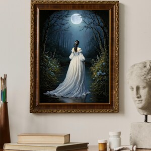 Gothic Romance Art Print, Moonlit Bride, Enchanted Forest Wedding Decor ...