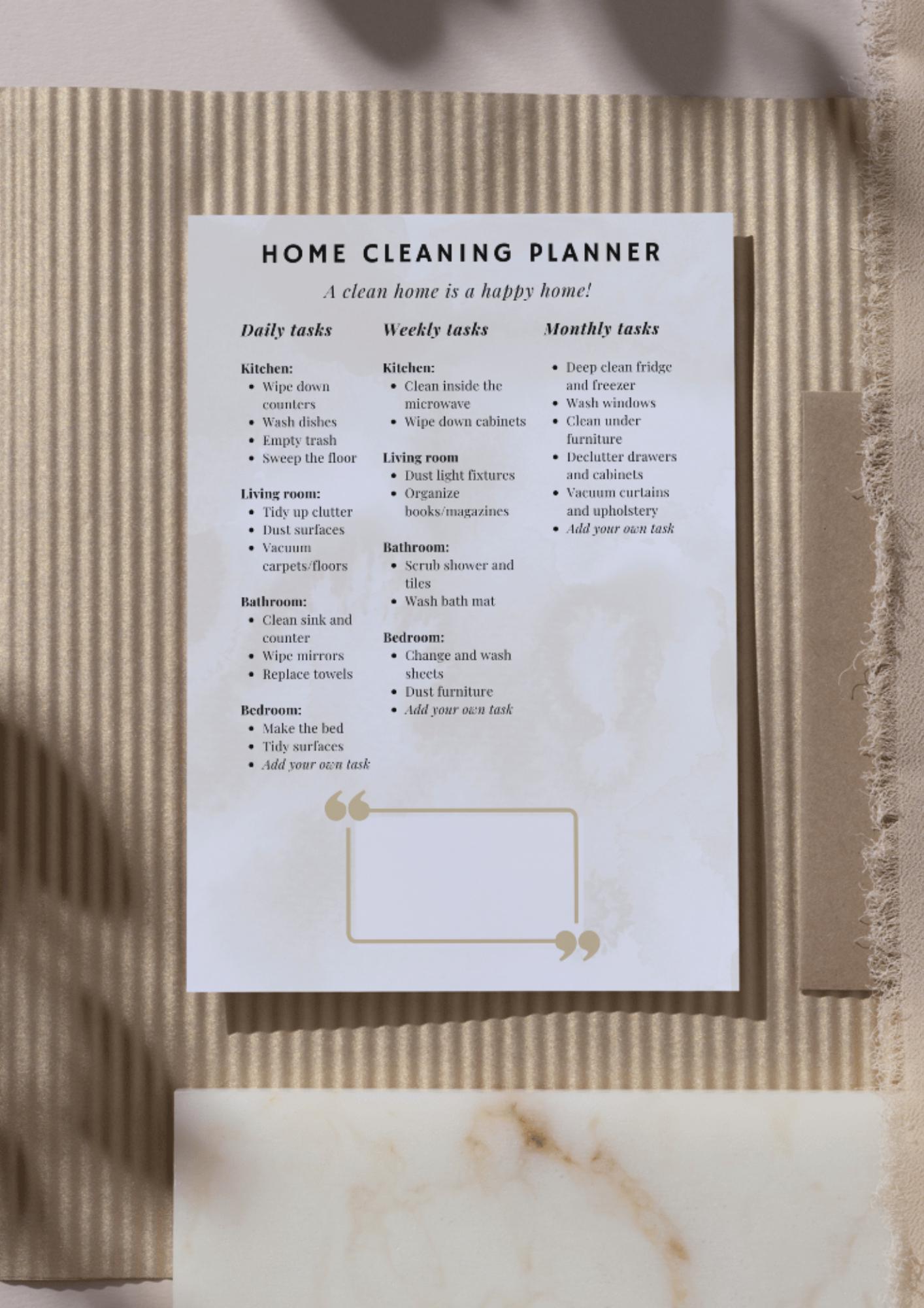 Editable Cleaning Checklist Canva Template Organize Your Cleaning ...