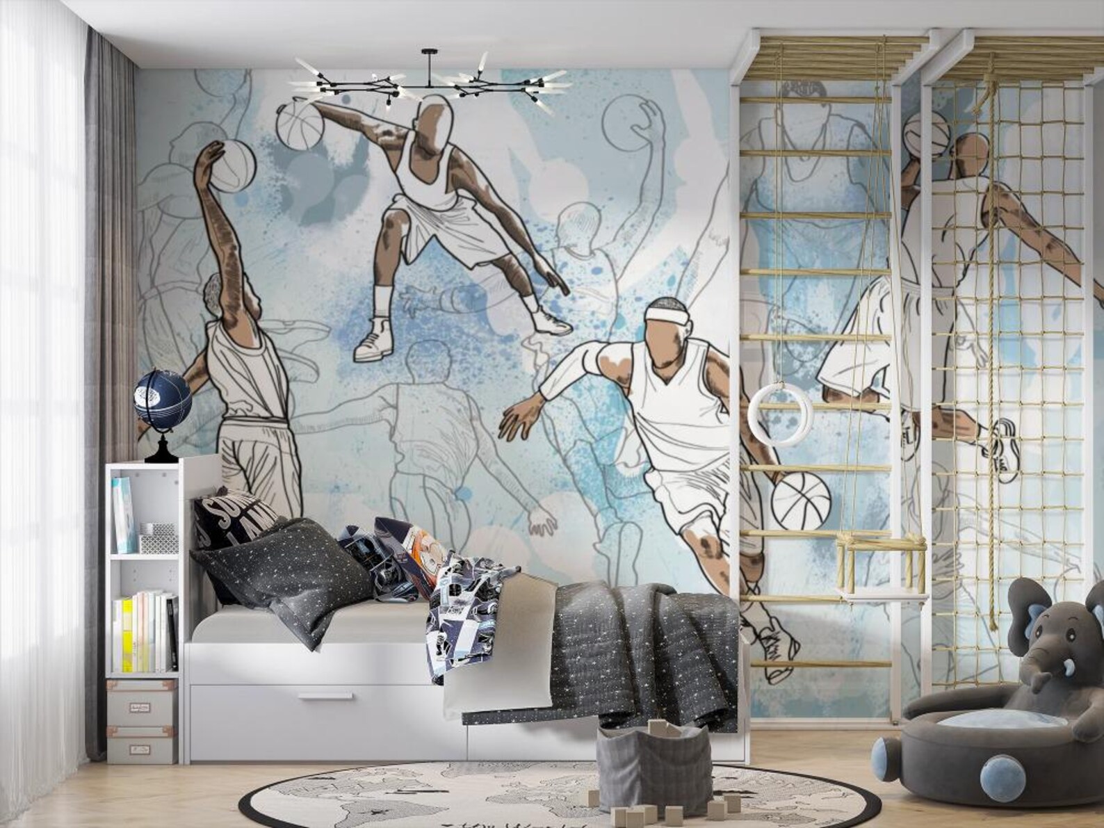 Dynamic Basketball Wall Mural - Sporty and Vibrant Design With Action ...