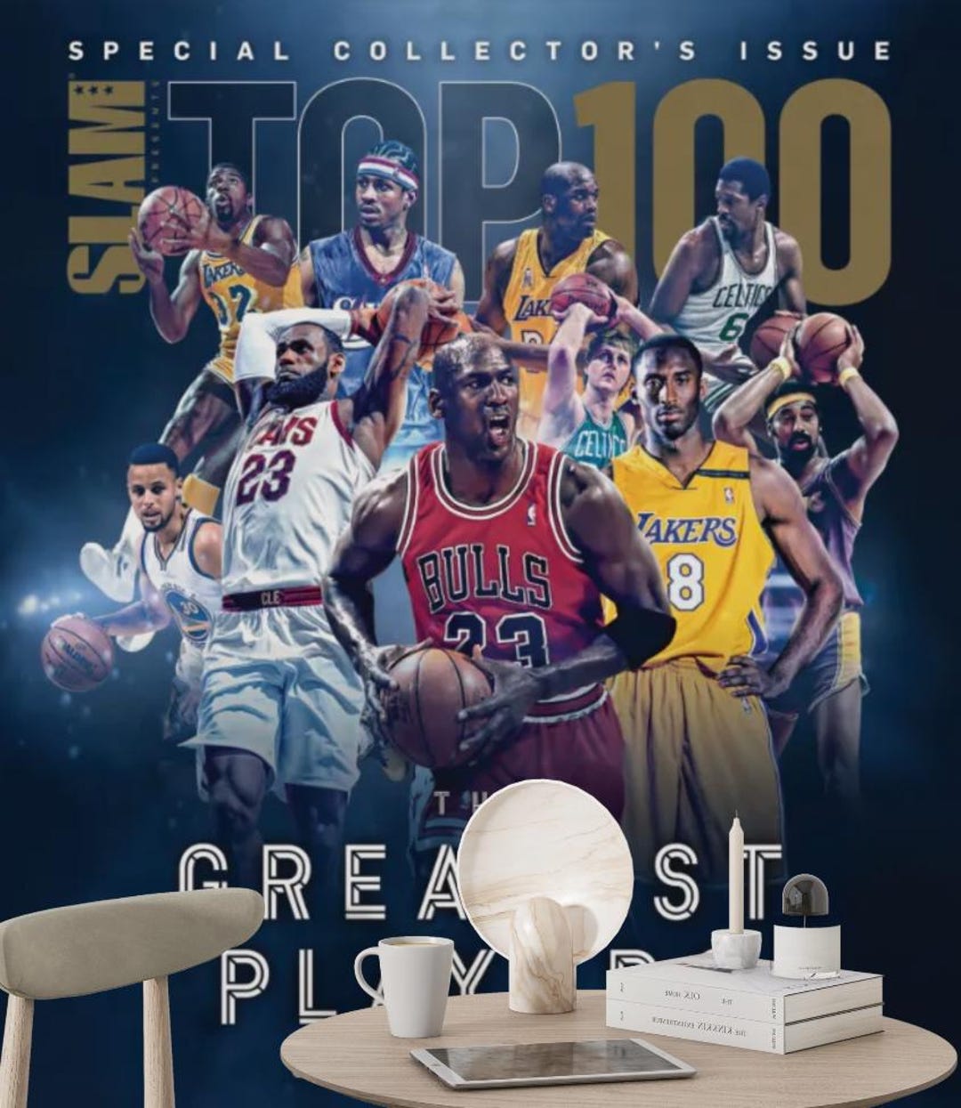 Legendary NBA Players Collage Wall Mural – Basketball Wallpaper, Sports ...