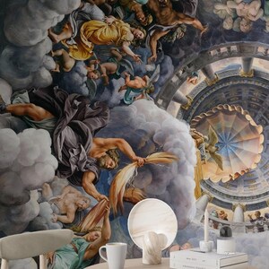 Olympian Dome Ceiling Wallpaper – Baroque Fresco With Greek Gods ...