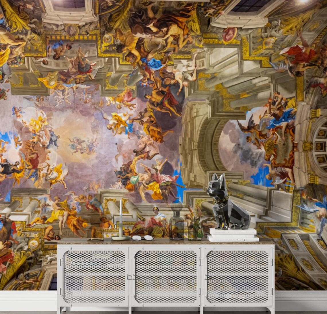 High-res Baroque Ceiling Fresco Print, Vibrant Religious & Mythological ...