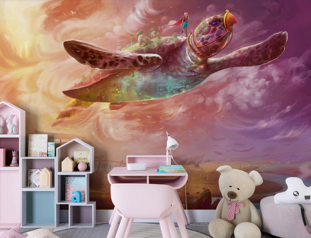 Fantasy Flying Turtle Wallpaper - Colorful and Whimsical Design With ...