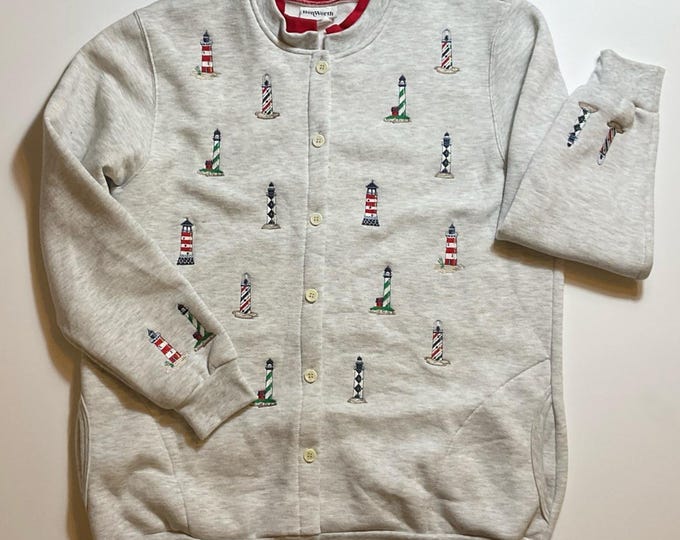 Vtg Bon Worth Nautical Lighthouse Cozy Coastal Embroidered Sweatshirt ...