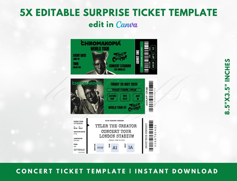 Editable Tyler the Creator Concert Ticket, Chromakopia the World Tour ...