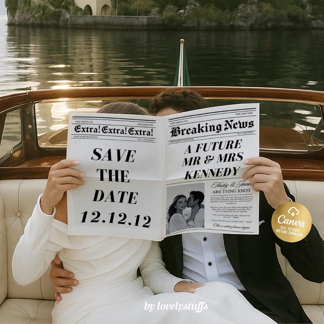 Editable Save the Date Newspaper Template, Wedding Announcement ...