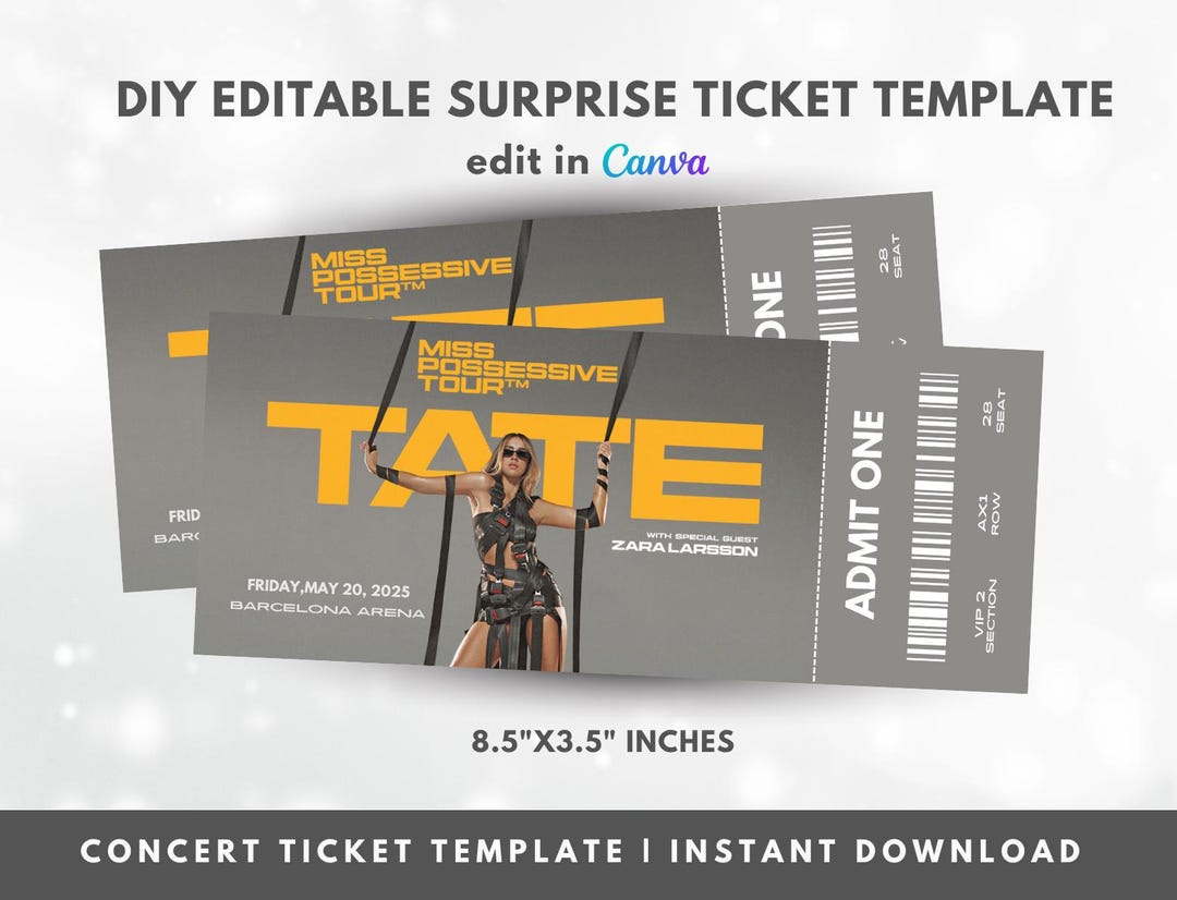 Tate Miss Possessive Mcrae Tour Print Concert Ticket, Custom Event ...