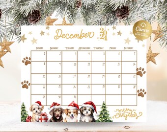 EDITABLE December 2024 Calendar, Colorful Christmas With Cute Hedgehogs ...