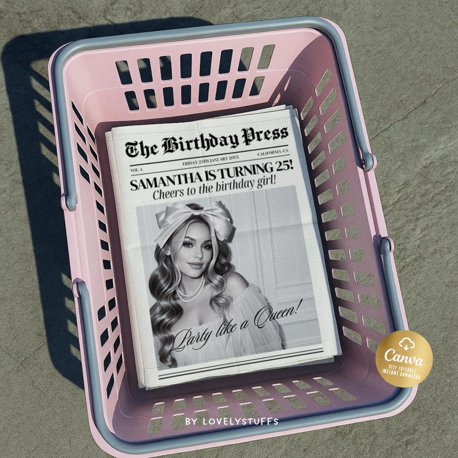 Custom Birthday Newspaper Template, Editable Canva Layout - Etsy