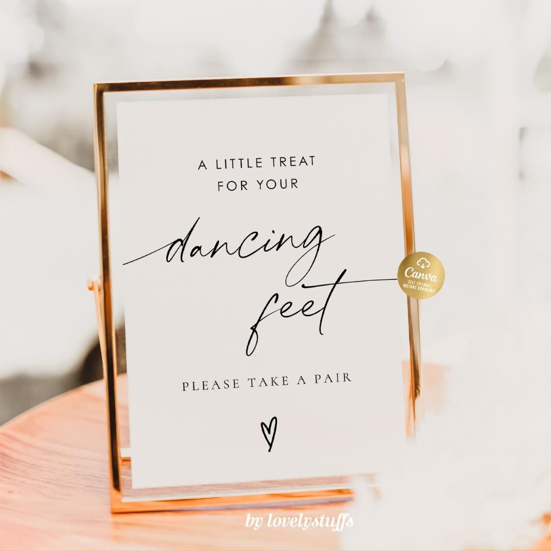 Wedding Dancing Feet Sign Printable, Editable Canva Template - Etsy