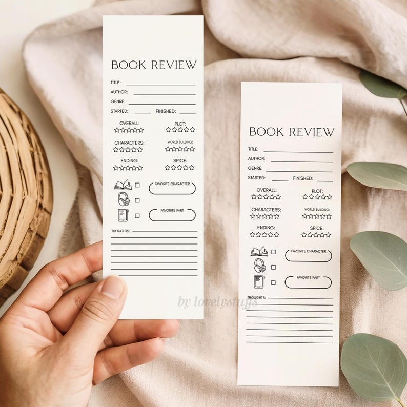Book Review Bookmark Template, Book Club Discussion Game Bookmark, Book ...