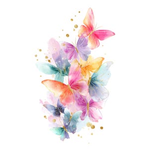 16 Butterfly Pastel Rainbow Clip Art, Watercolor Butterfly JPG, Soft ...