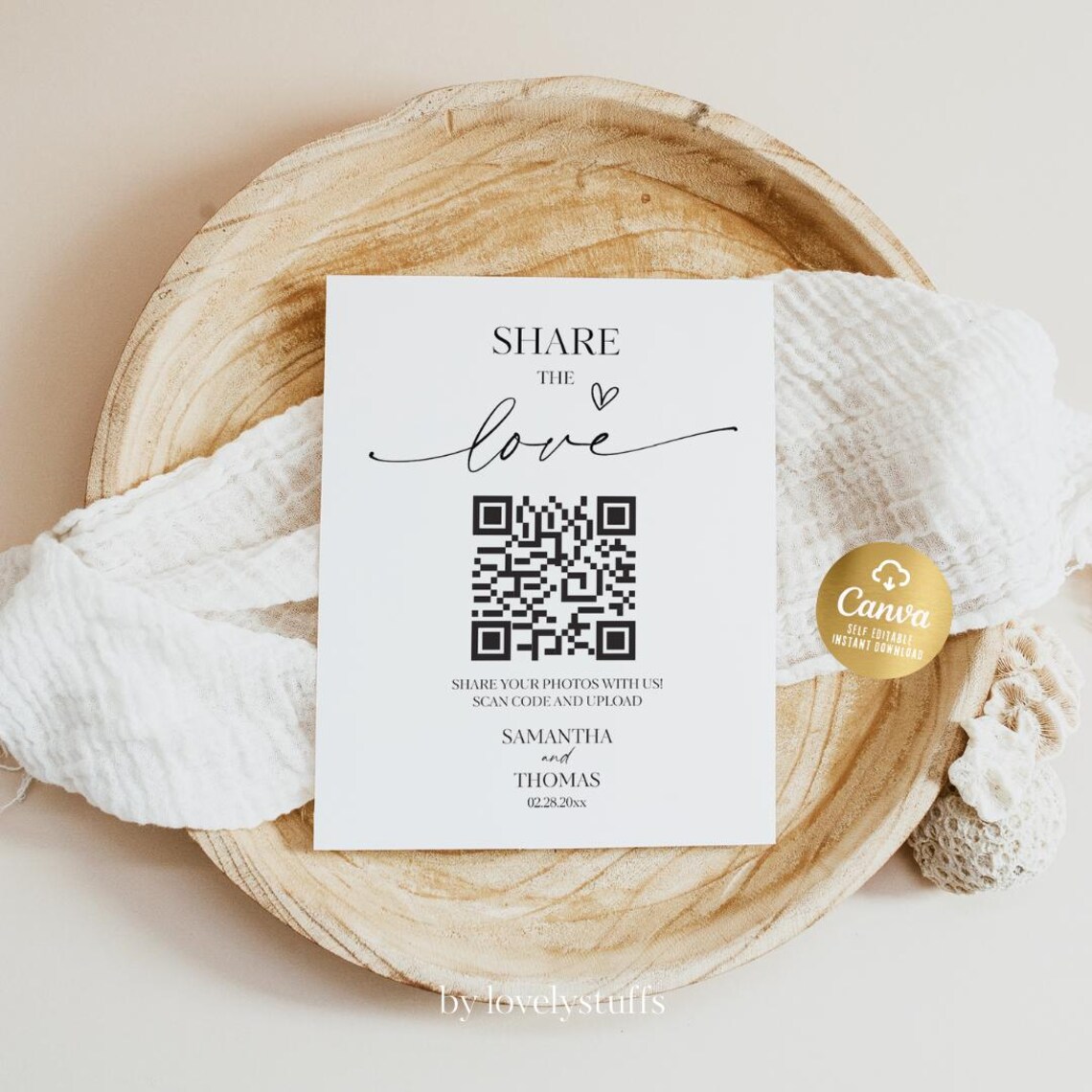 Share the Love QR Code Sign, Wedding Photo Sign Printable, Capture the ...
