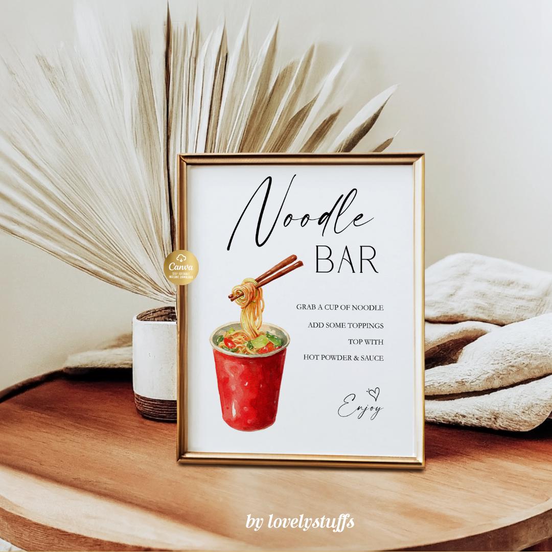 Noodle Bar Sign, Editable Food Station Template (canva) - Etsy