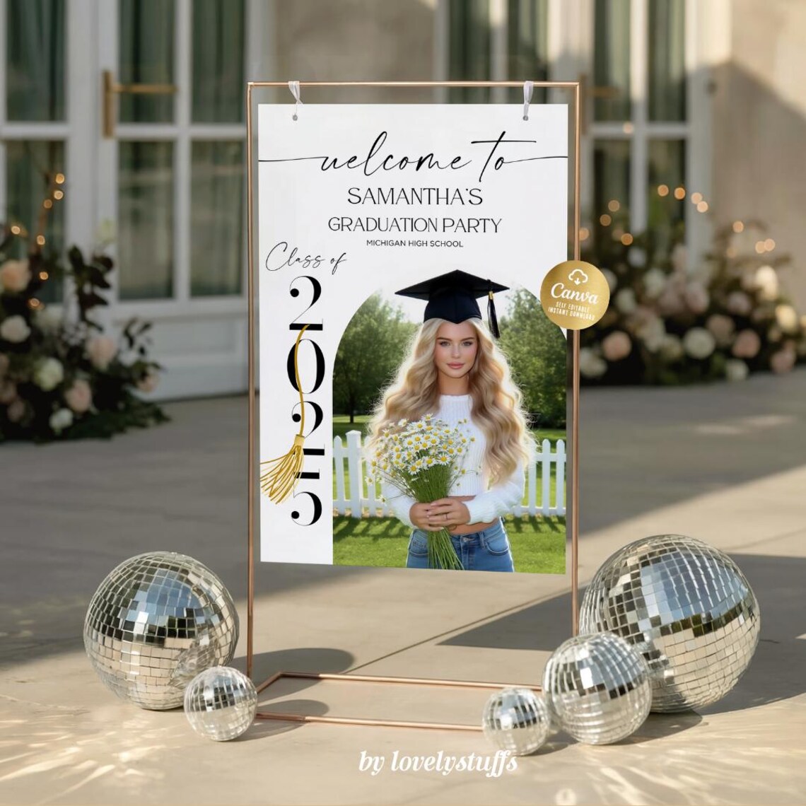 Graduation Party Welcome Board, Personalized Canva Template (digital ...