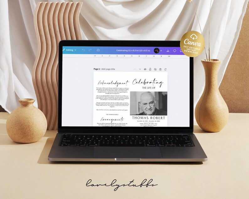 Editable Funeral Program Template, Celebration of Life (canva) - Etsy ...