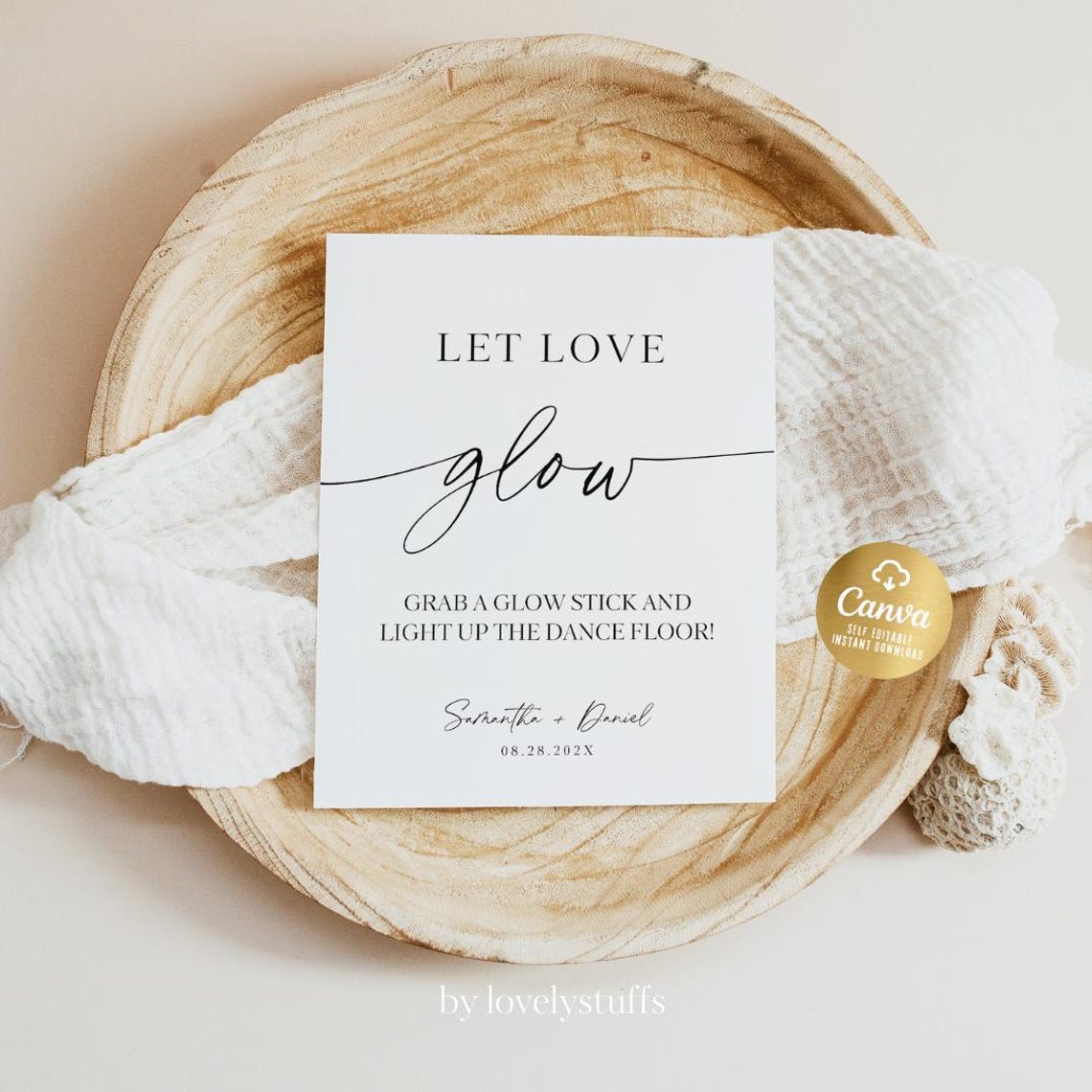 Let Love Glow Wedding Sign, Editable Template (digital Download) - Etsy