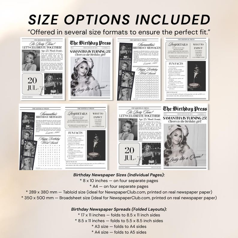 Custom Birthday Newspaper Template, Editable Canva Layout - Etsy