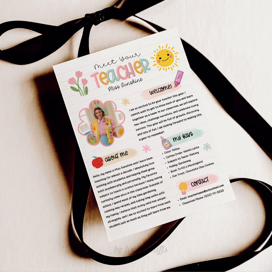 Printable Meet Your Teacher Template, Back to School Bio (canva ...