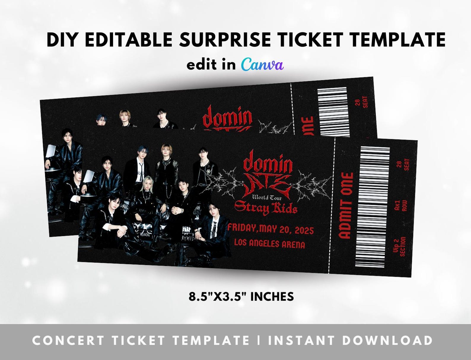 Personalized Stray Kids Dominate Concert Ticket, Dominate World Tour North America, Dominate ...