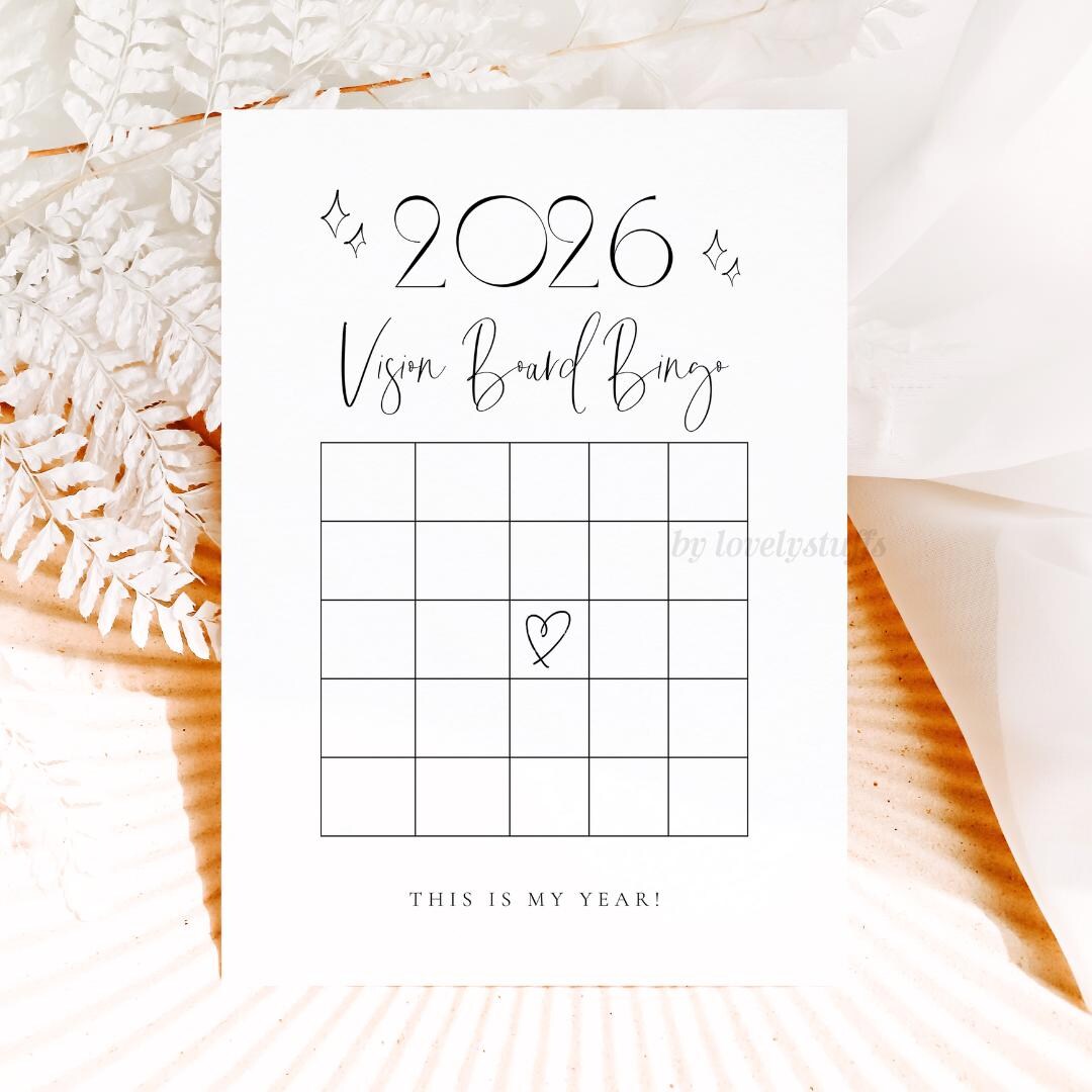 2026 Vision Board Bingo Card, New Year Bingo, 2026 Bingo Printable Card ...