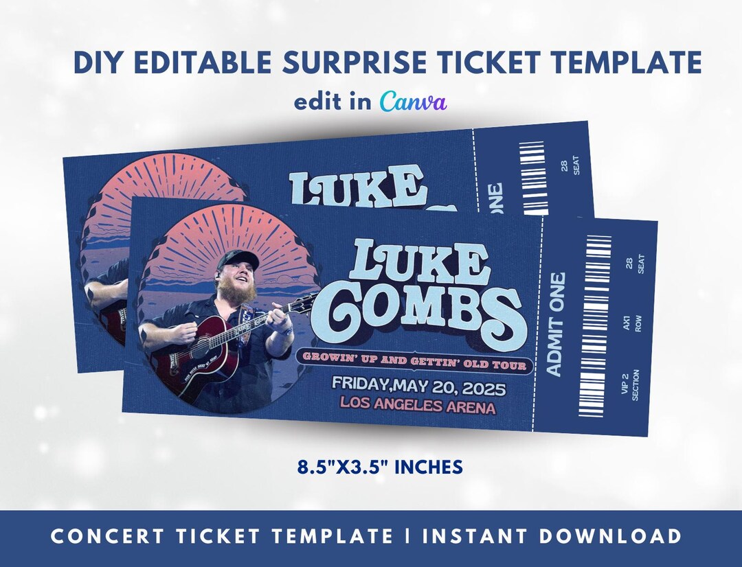 Luke Combs Tour Ticket, Tour Ticket, Luke Combs Tour, Surprise Gift ...