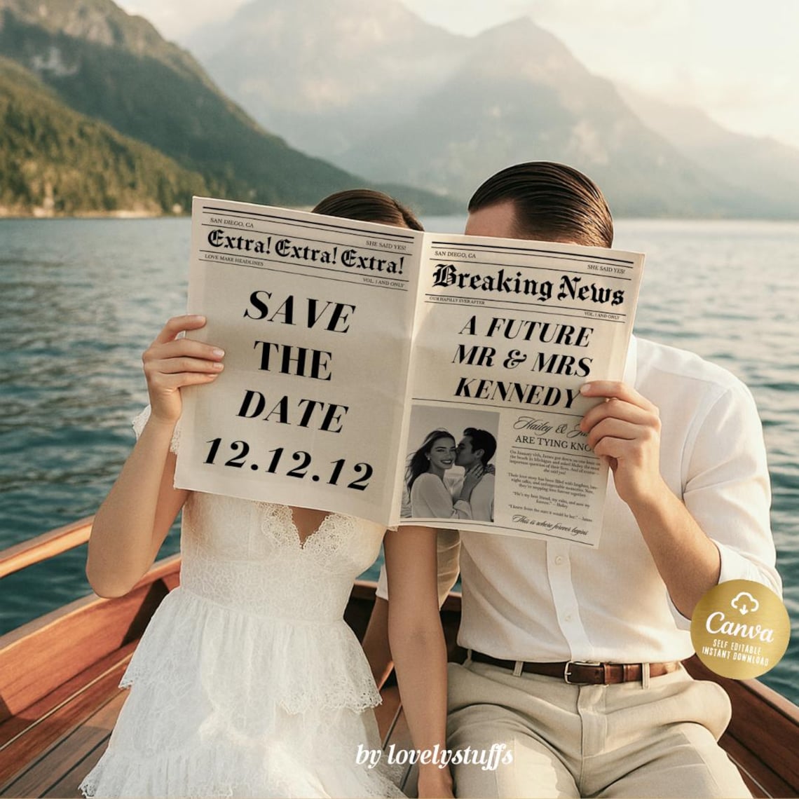 Editable Save the Date Newspaper Template, Wedding Announcement ...