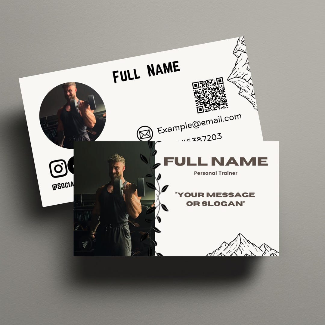 Personalized Personal Trainer Business Card Template Canva Minimal ...