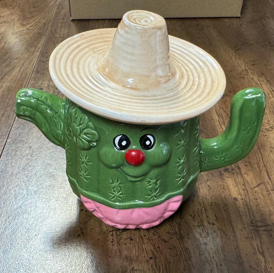 1950s Ceramic Cactus Pitcher With Lid - Etsy