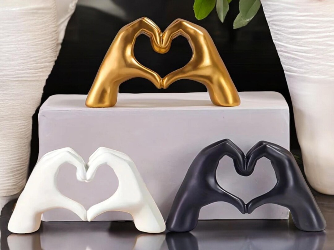 Resin Love Gesture Statue | Nordic Light Luxury Sculpture for Home ...