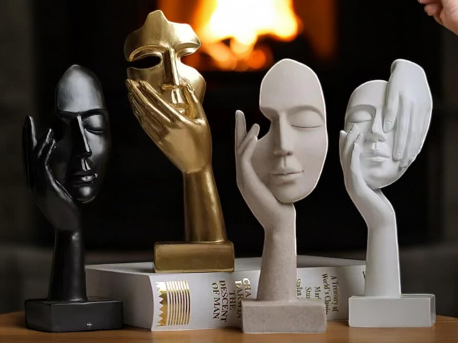 Resin Abstract Mask Statues | European Miniature Figurines for Home ...