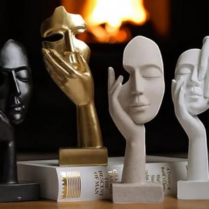 Resin Abstract Mask Statues | European Miniature Figurines for Home ...