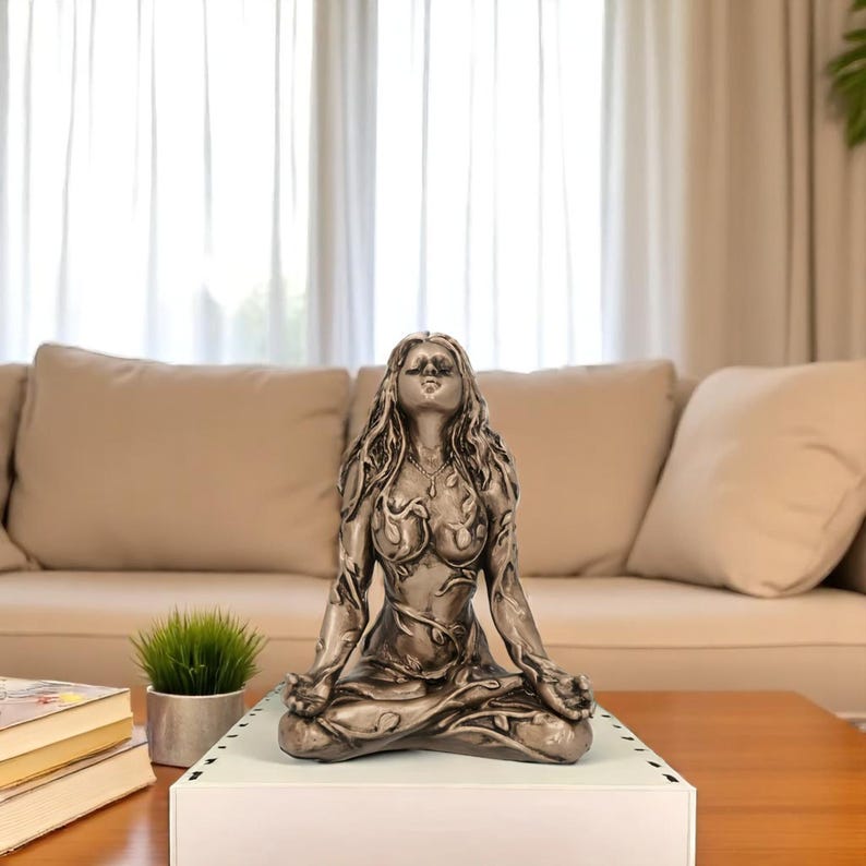 Mother Earth Goddess Statue – Gaia Resin Moon Figurine, Witchy Spirit ...