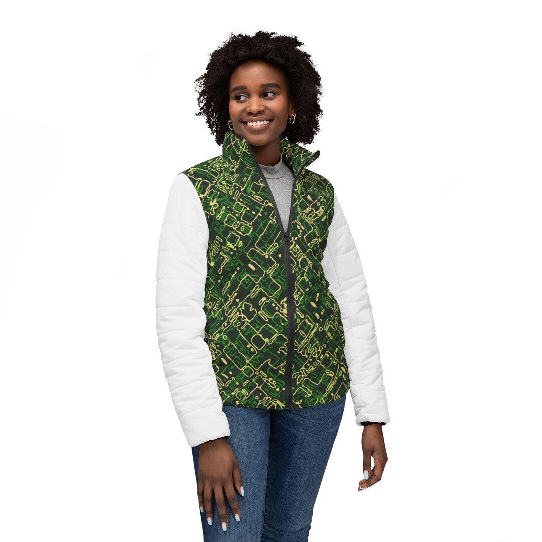 Women Puffer Jacket Circuit Board Camo Opt.3 - Etsy