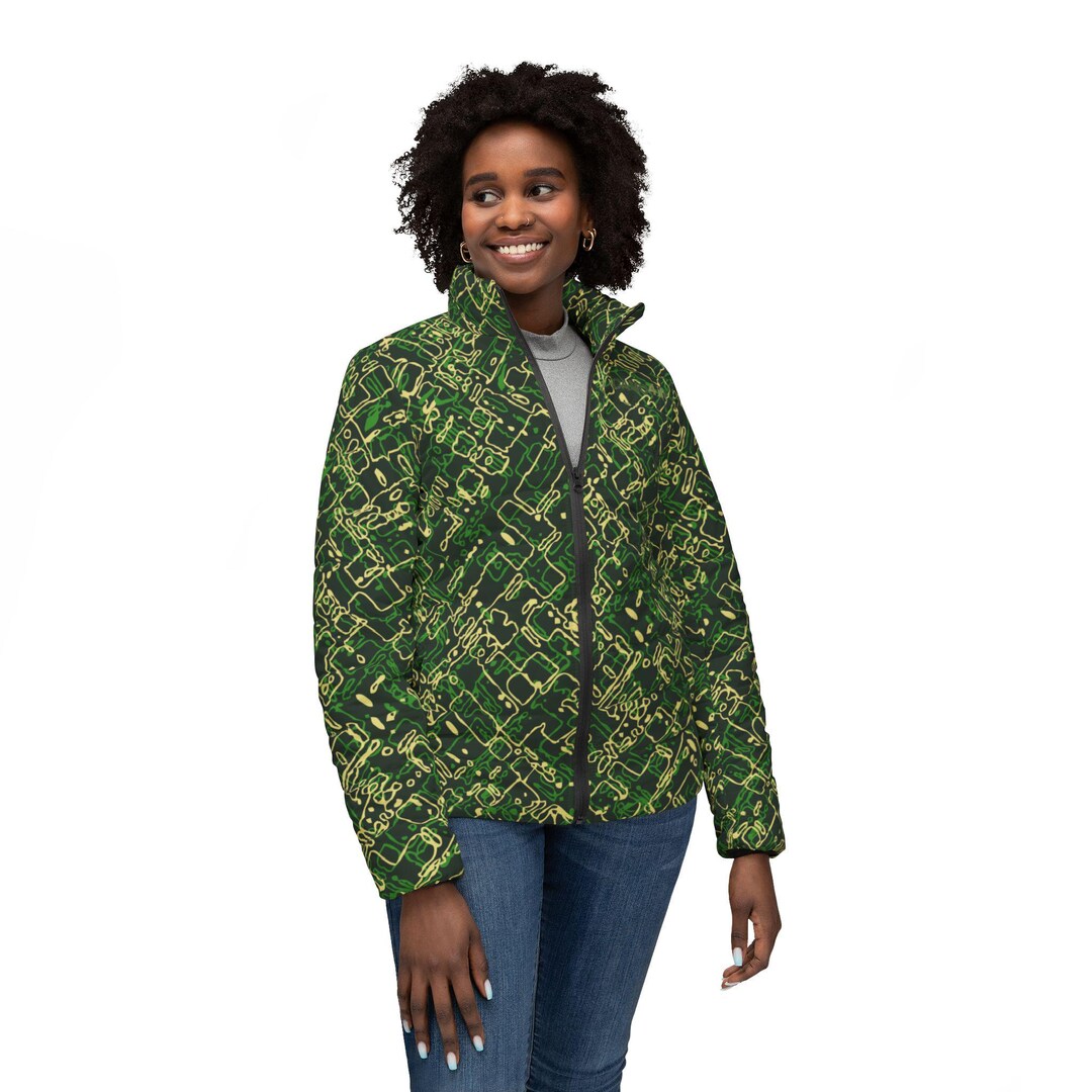 Women Puffer Jacket Circuit Board Camo - Etsy