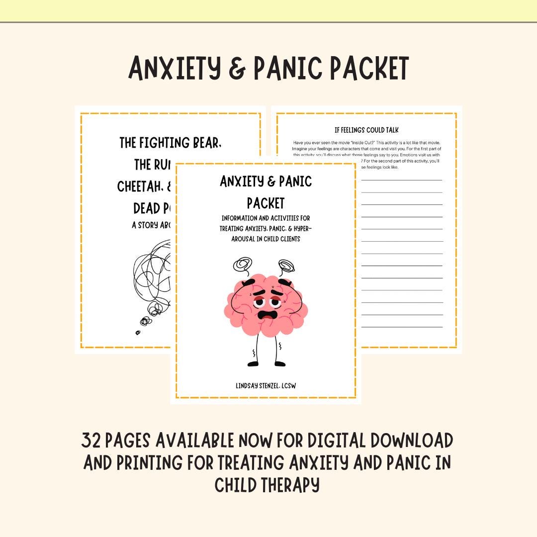 Anxiety & Panic Therapy Packet | 32-page Child Anxiety Treatment ...