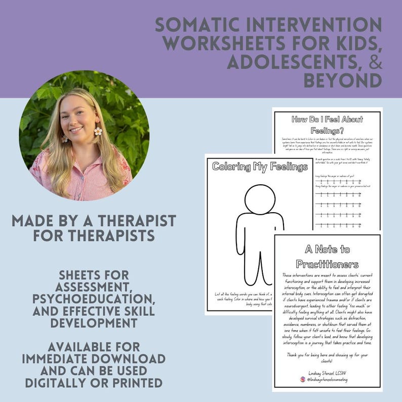Somatic Therapy Worksheets | Polyvagal & Nervous System Tools for Kids ...