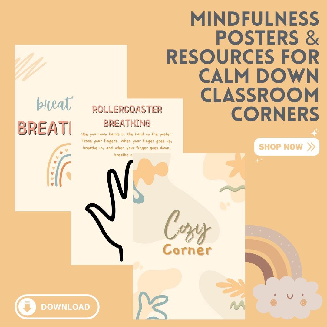 Mindfulness Posters for Kids | Calm Down Corner & SEL Visuals for ...