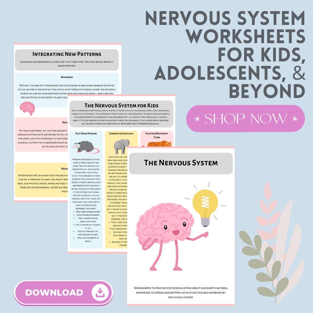 Nervous System Regulation Worksheets | Polyvagal Theory Handouts for ...