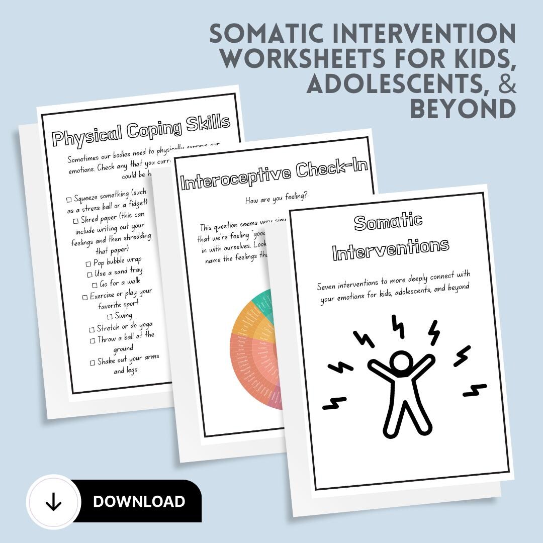Somatic Therapy Worksheets | Polyvagal & Nervous System Tools for Kids ...