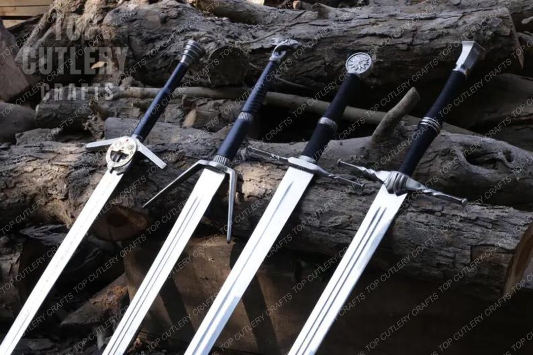 Handmade 4-piece Witcher Sword Set – Geralt of Rivia Arondight’s Sword ...