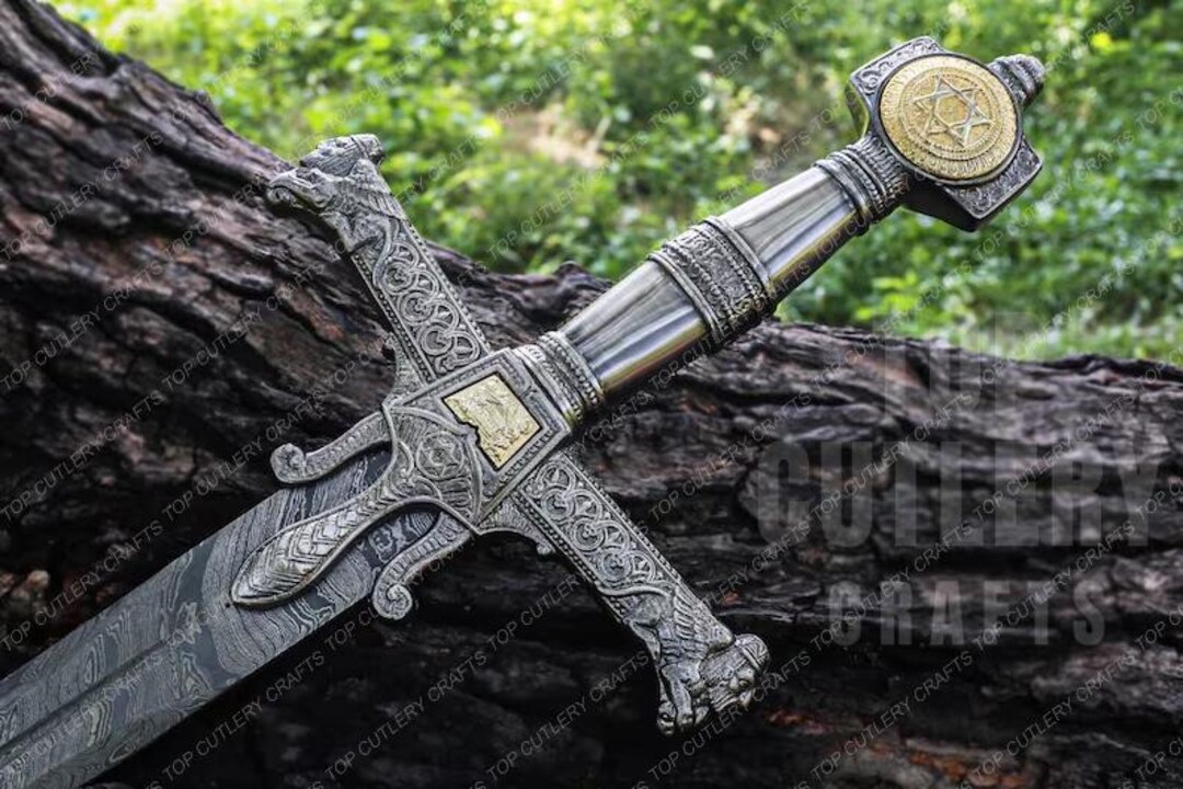 Handmade Damascus Steel King Solomon Sword: Star of David Pommel - Etsy