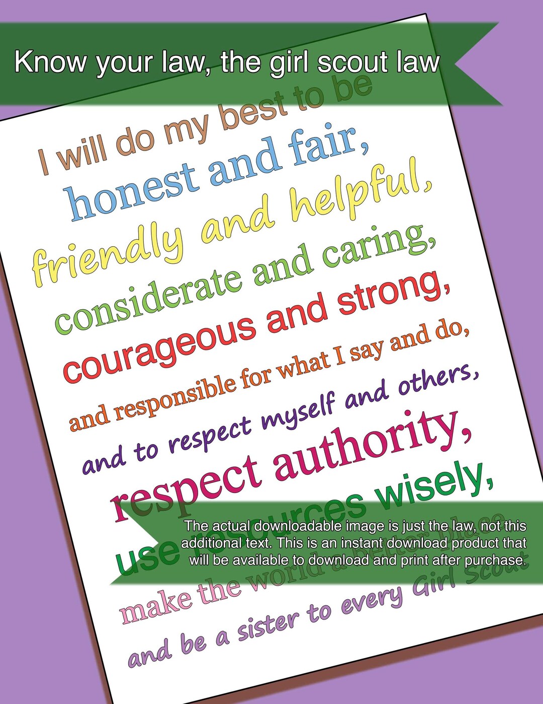 Printable Girl Scout Law Instant Download - Etsy