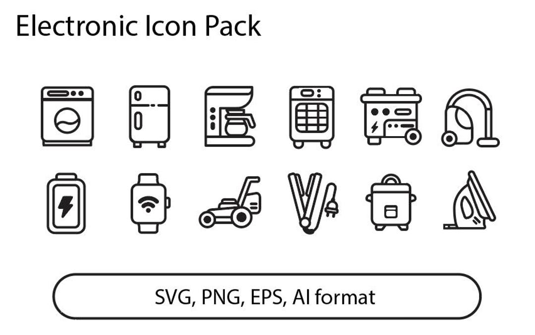 Electronic Appliances Icon Pack SVG, PNG, Eps, AI Editable Vector Files ...