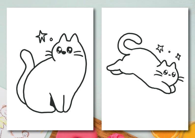 Adorable Cat Coloring Pages Printable A4 Coloring Sheets - Etsy