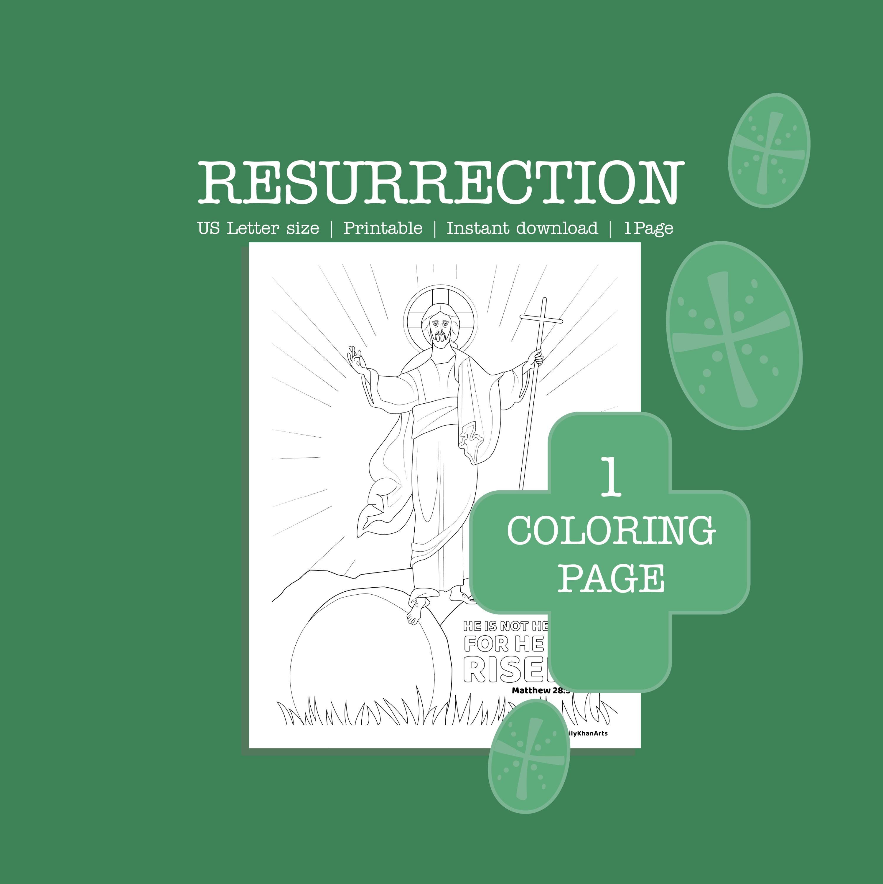 Resurrection of Jesus Coloring Page: Easter Sunday School (digital ...