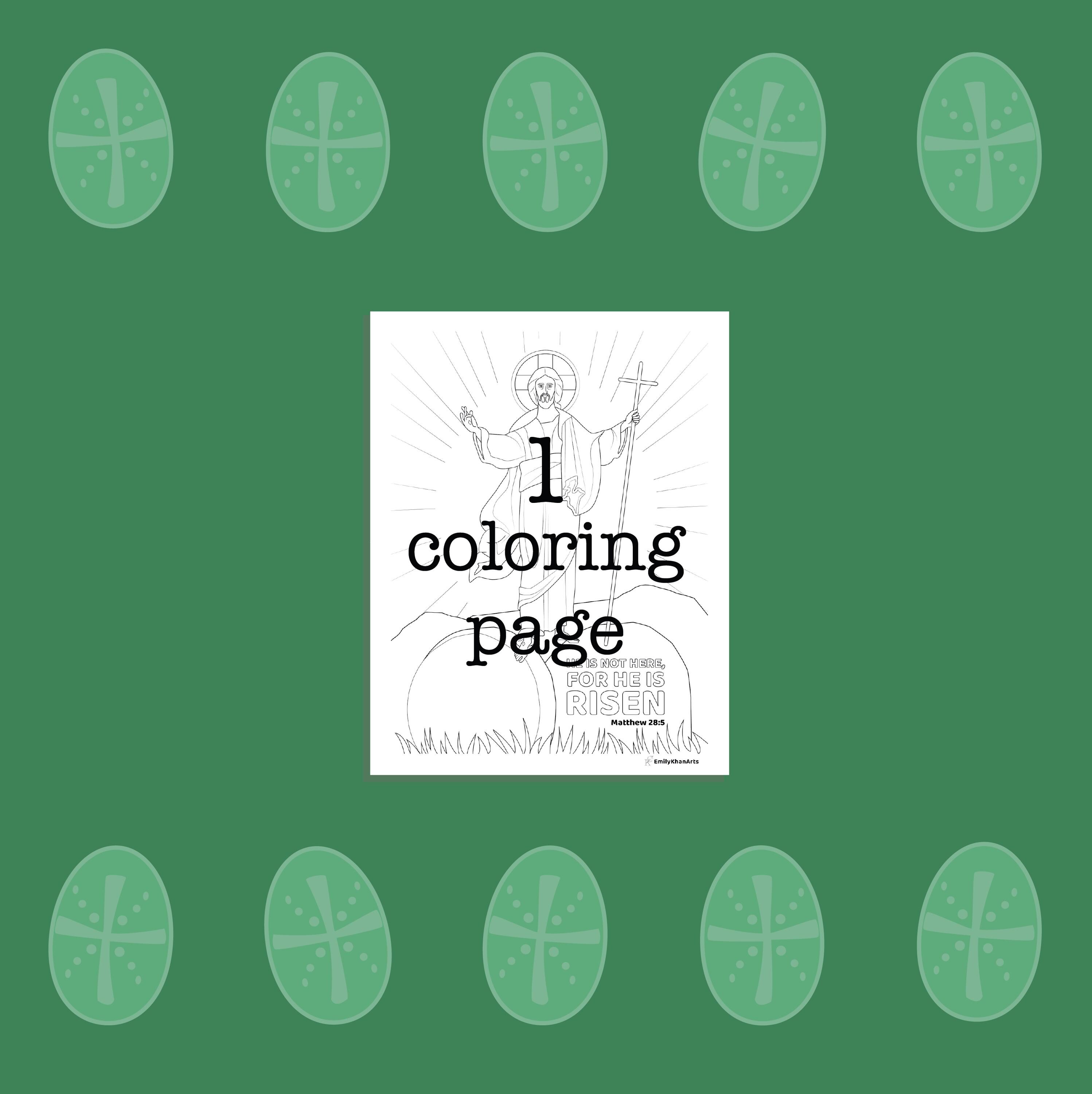 Resurrection of Jesus Coloring Page: Easter Sunday School (digital ...